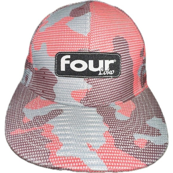 Snap | Accessories | Four Loko Camo Mesh Trucker Snapback Hat Gray Red ...